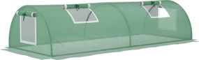 Outsunny Mini tunelový skleník Fóliový skleník s oknem ze síťoviny Fólie PE odolná proti UV záření zelená 200x80x45cm ideální pro zahradní rostliny |…