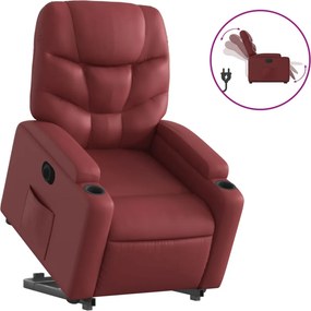 Elektrické zvedací polohovací křeslo vínové umělá kůže 3204676