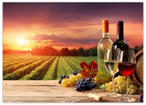 Skleněný obraz vinice s vínem (70x50 cm)