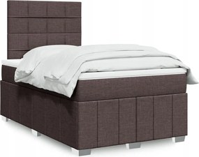 Box Spring Postel S Matrací Textil Tmavě Hnědá Blok se čtverci 120 x 190