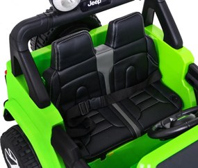 Ramiz Jeep Wrangler Rubicon elektrické auto pro děti zelené + dálkové ovládání + MP3 LED rádio + EVA kola