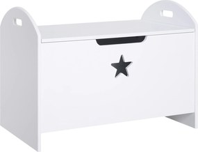 HOMCOM Dětský úložný box na hračky s flipovým víkem a bezpečnostním mechanismem 62x40x46,5 cm Prostorný prostor nosnost 20 kg Bílá