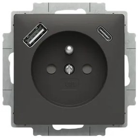 ABB Zoni zásuvka s nabíjením USB-A/C matná černá 5569T-A32357 237 s clonkami 2CHT693257A4237