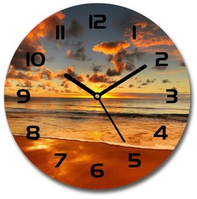 Wallmuralia Skleněné hodiny kulaté Australská pláž fi 30 cm