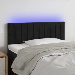 Čelo postele s LED černé 100x5x78/88 cm samet