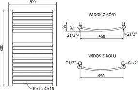 Mexen Helios elektrický radiátor 800 x 500 mm, 300 W, zlatý - W103-0800-500-2300-50