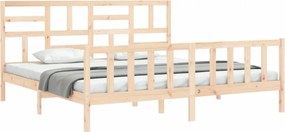 Rám postele s čelem Super King Size masivní dřevo 3193091