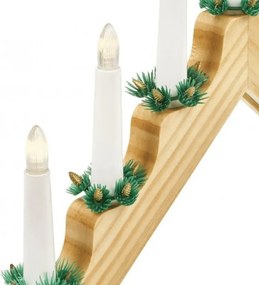 Vánoční svícen do okna HOLLY NIGHT dřevěný 7 LED, bílý