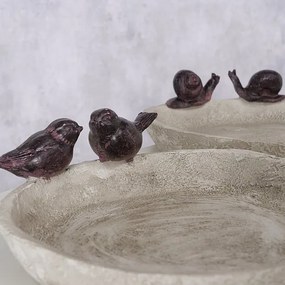 Napajedlo pro ptáky Snails, 6x21 cm, polyresin, béžová