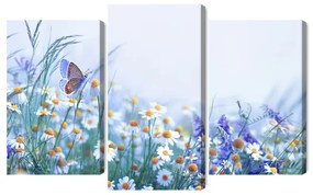 Vícedílný obraz Motýl A Divoké Květiny Nedostatek Nedostatek Plátno Canvas 120x80