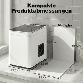 HOMCOM Stolní výrobník ledu Samočisticí Kompaktní výrobník s lopatkou a košem Bílý