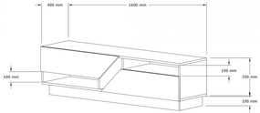 TV stolek Koza 160 cm ořech/bílý