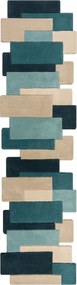 Flair Rugs, Běhoun Abstract Collage Teal, 60x230, modrá, chodba / předsíň
