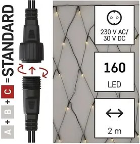 Emos D1DW01 CONNECT / LED světelná síť / 160 LED / 1,5x2 m / IP44 / te