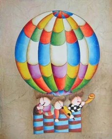 Děti v balónu - 60 x 50 cm