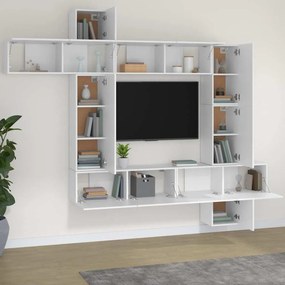 9dílný set TV skříněk bílý kompozitní dřevo 3114654
