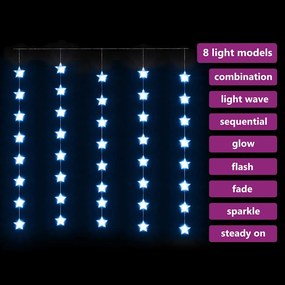 Světelný závěs hvězdičky 200 LED modré světlo 8 funkcí 328804
