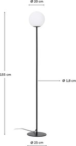 Bílá/černá stojací lampa se skleněným stínidlem (výška 155 cm) Brisia – Kave Home