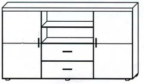 SAMBA k | komoda 5 | 164 cm | san marino/krémová