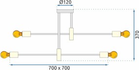 Toolight, moderní stropní svítidlo 8xE27 APP733-8C, černá-zlatá,