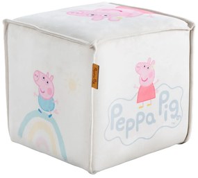 Bílý sametový dětský puf Peppa Pig – Roba