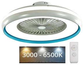 V-Tac | LED Stropní svítidlo s ventilátorem LED/45W/230V 3000/4000/6500K modrá | VT1376