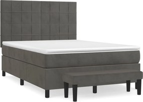 Box spring postel s matrací tmavě šedá 140x200 cm samet 3137846