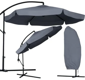 Zahradní skládací slunečník LEVI 300 cm, šedý + obal zdarma