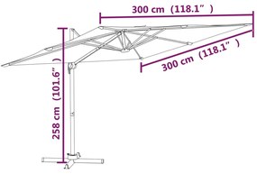 Konzolový slunečník s hliníkovou tyčí terakota 300 x 300 cm,  319925