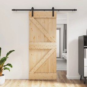 Posuvné Dveře S Kováním 85 X 210 Cm Masivní Borové Dřevo