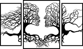 Dvě opice Dřevěný obraz Lidské hlavy - trojdílný strom života na zeď Materiál: ČERNÝ EBEN, Velikost (mm): 1800 x 1070