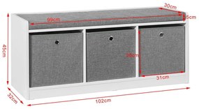 Sobuy FSR65-DG Příborníková lavice s úložným prostorem Lavice na boty 102x45x32cm