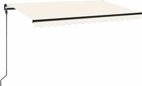 Ručně zatahovací markýza s LED světlem 450 x 300 cm krémová 3069122