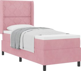 Postel s boxspringem s čelo Růžová 80 x 200 cm samet 3342037