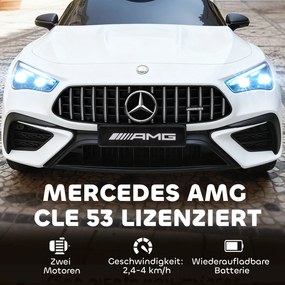 AIYAPLAY Dětské elektrické auto, design Mercedes, 12V motory, dálkové ovládání, LED světla, hudba, pro děti 3-6 let, bílé