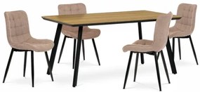 Jídelní stůl 160x90x76 dýha ostín dub kovové nohy černý lak HT-532 OAK