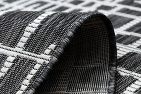 Dywany Łuszczów, Kusový koberec Sion Sisal Trellis 22144 black/ecru – na ven i na doma, 140x190, šedá, chodba / předsíň