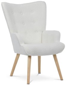 Relaxační křeslo ušák SKALA - bílá bouclé látka