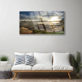 Obraz na skle Moře Město Krajina 120x60 cm