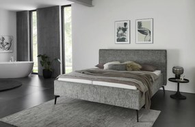 Šedá čalouněná dvoulůžková postel Meise Möbel Riva 160 x 200 cm s úložným prostorem