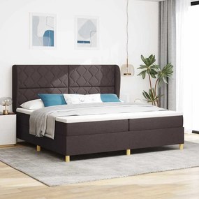 Postel s boxspringem s čelo Tmavě hnědá 200 x 200 cm textil 3340840
