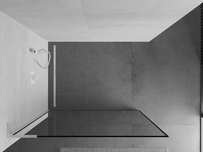 Mexen Kioto L, sprchová zástěna Walk-In 80 x 200 cm, 8mm čiré sklo černý vzor, ​​bílý profil, 800-080-103-20-70