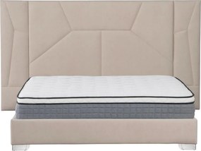 Postel ALTESA 160x200 s roštem a LED osvětlením, béžová Velvet látka Kondela 0000408415