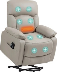 HOMCOM elektrické křeslo pro vstávání, elektrické relaxační křeslo s masážní a vyhřívací funkcí, 89 x 94,5 x 103 cm, šedá