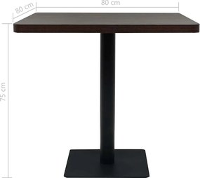 Bistro stůl MDF a ocel čtvercový 80 x 80 x 75 cm 245611