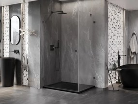 Mexen Lunar-B, výklopný sprchový kout levý 85 x 70 cm, 8mm čiré sklo, grafitový profil, 832-085-070-95-00-L