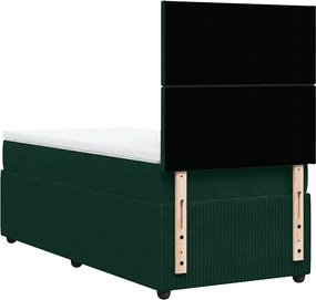 Box spring postel s matrací tmavě zelená 90x190 cm samet 3292211
