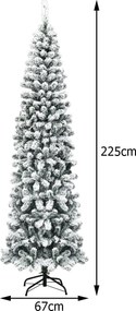 Costway Umělý zasněžený vánoční stromek se 461 větvemi o rozměrech 225 cm