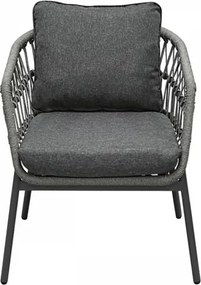 Zahradní set stůl 90x48 židle dvojkřeslo tmavě šedý antracitový ratan kov AZ-L1880 grey