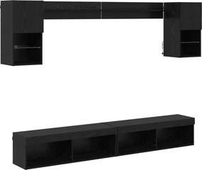 TV nástěnné jednotky s LED 6 ks Černý dub Kompozitní dřevo 3402957